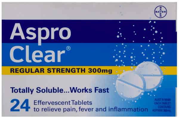 ** MNFTR OUT OF STOCK ** Aspro Clear 24 Tabs (300mg) (12/96) Analgesic ...